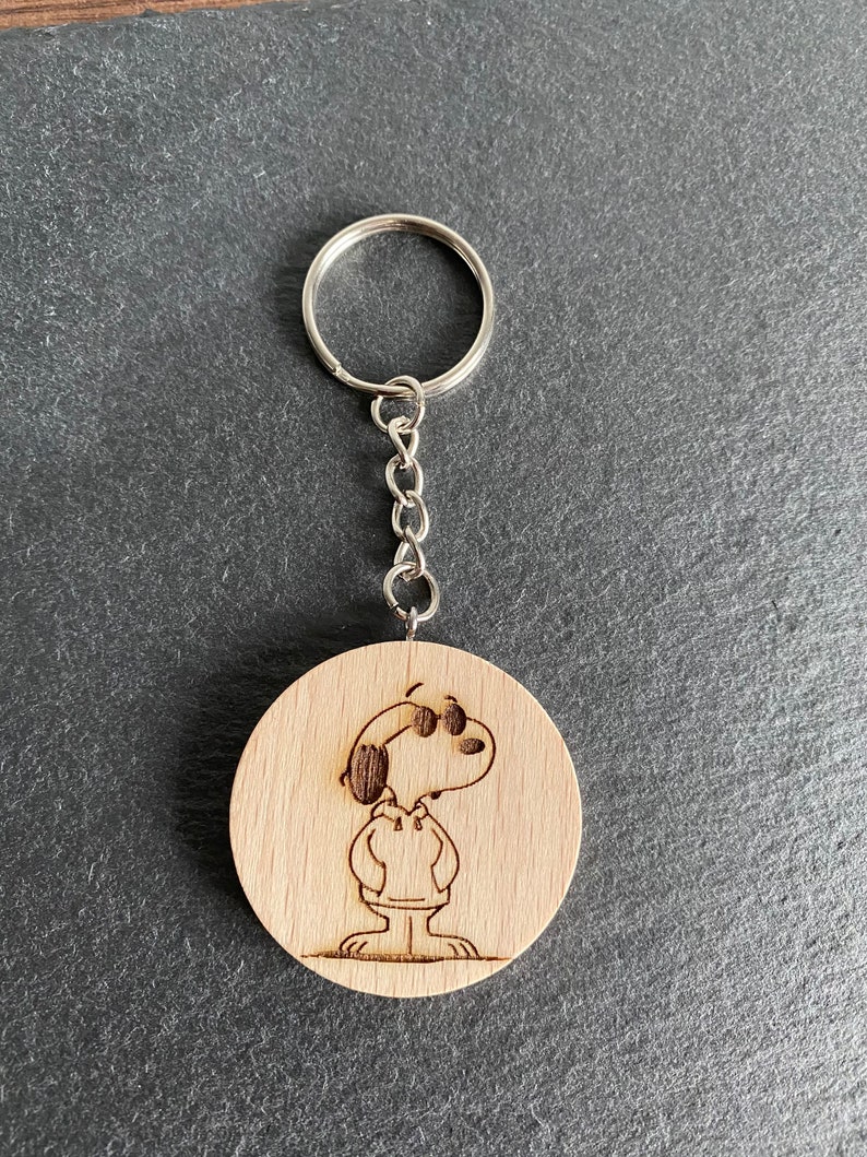 Snoopy Engraved Wooden Keyring - Etsy