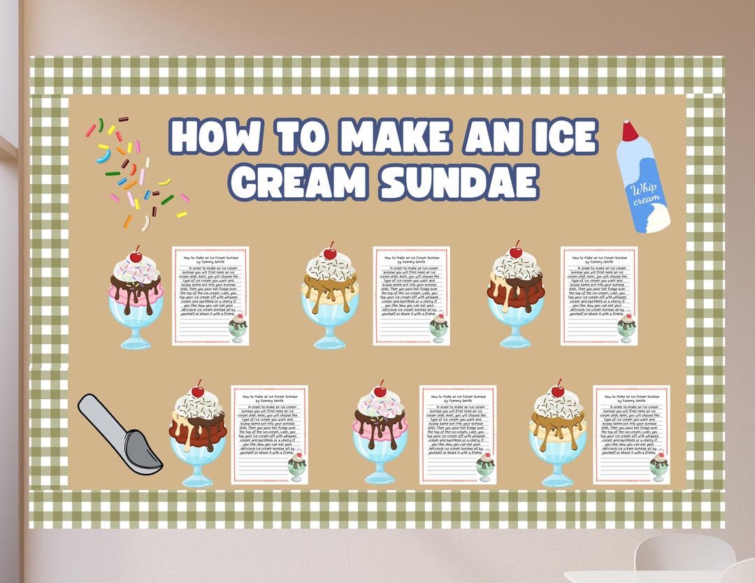 Sequence Writing Activity Bulletin Board Ice Cream Digital Download ELA ...