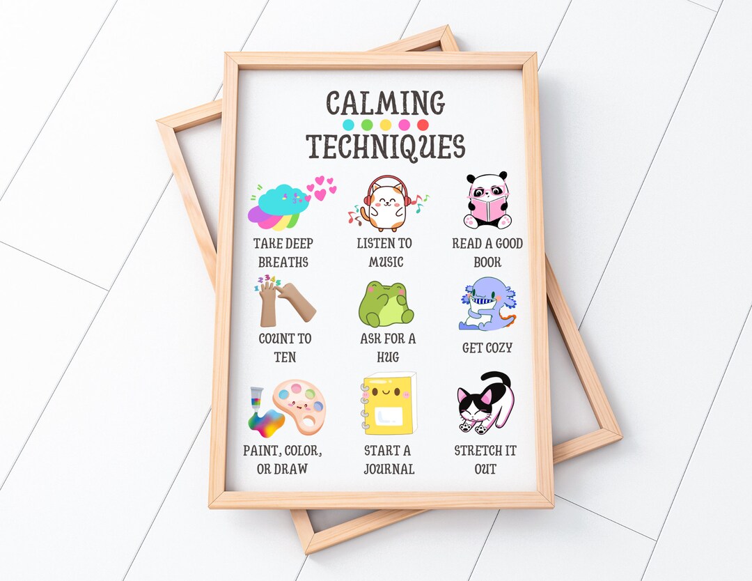 Calming Techniques for Children Poster, Kawaii, Emotional Support ...