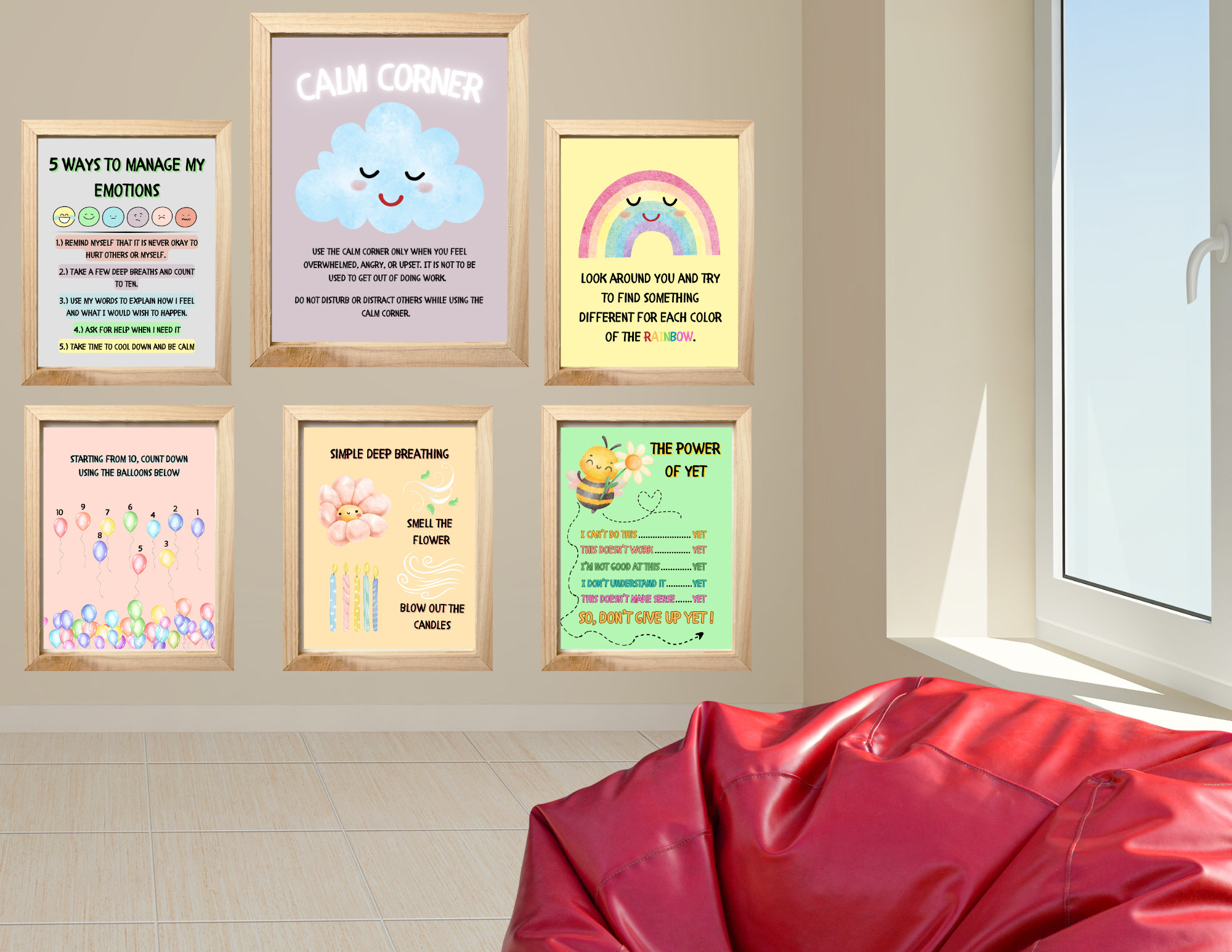 7 Calming Corner Classroom Posters Bundle School Psychologist Printable ...