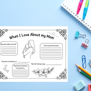 Mother's Day Craft, What I Love About My Mom Printable Worksheet ...
