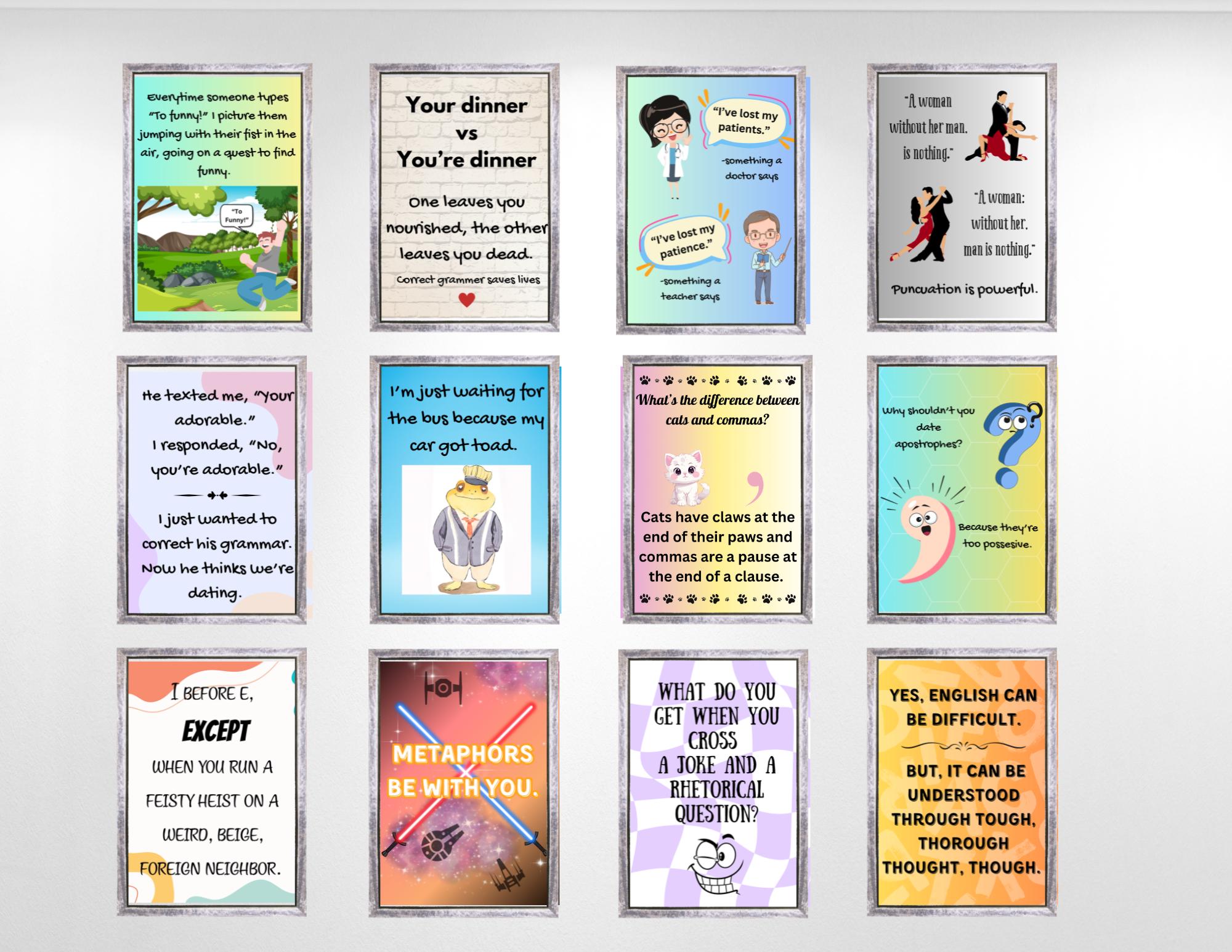 English ELA Funny Posters Teacher Memes Bundle of 12 Printable Digital ...