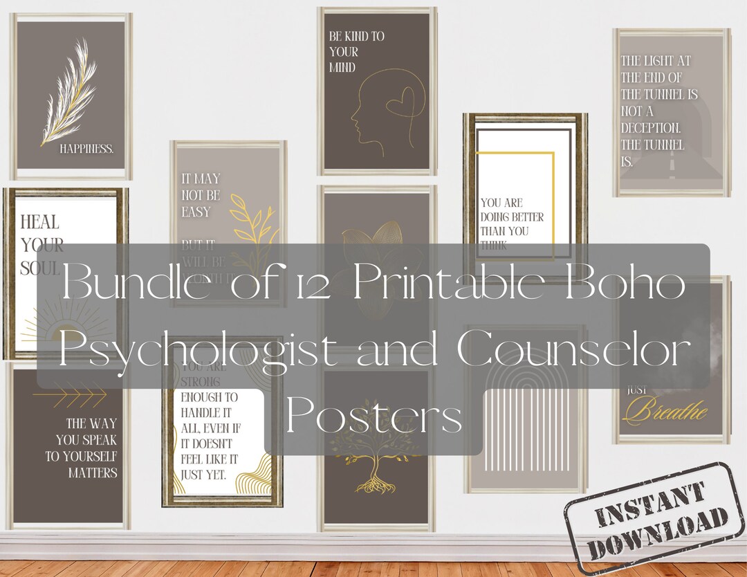 12 Boho Therapist Office Decor Counselor Posters Therapy School ...
