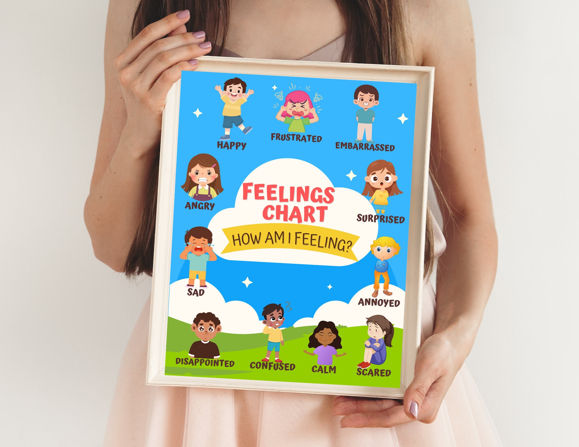 Feelings Chart for Children Poster, School Psychologist, Emotional ...