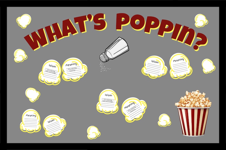 What's Poppin' Idioms Bulletin Board, Digital Download, ELA Bulletin ...