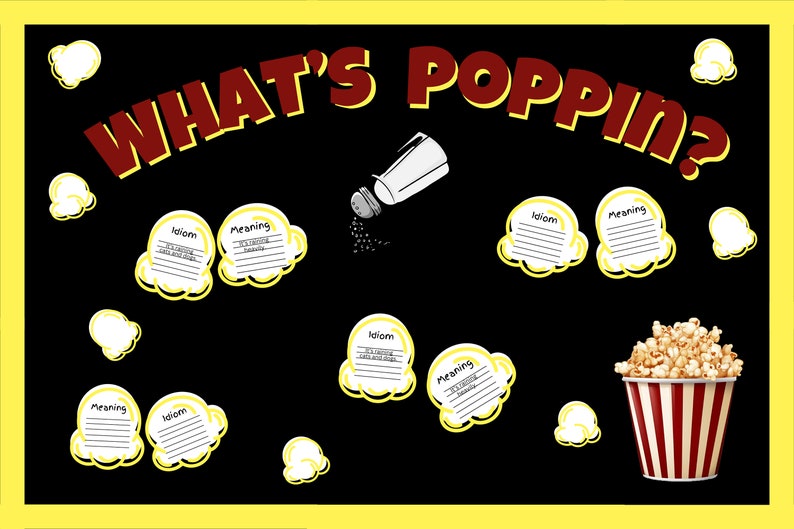 What's Poppin' Idioms Bulletin Board, Digital Download, ELA Bulletin ...