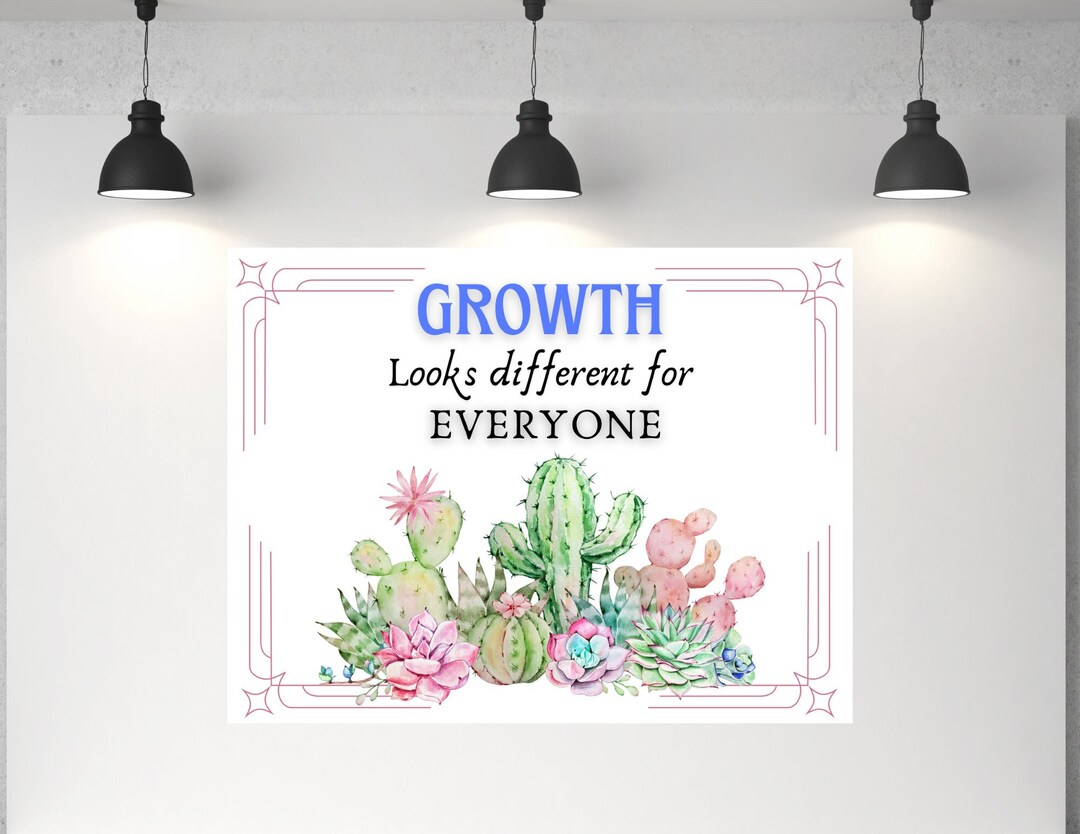 Growth Mindset Poster, Therapy Office Decor, Therapist Cactus Poster ...