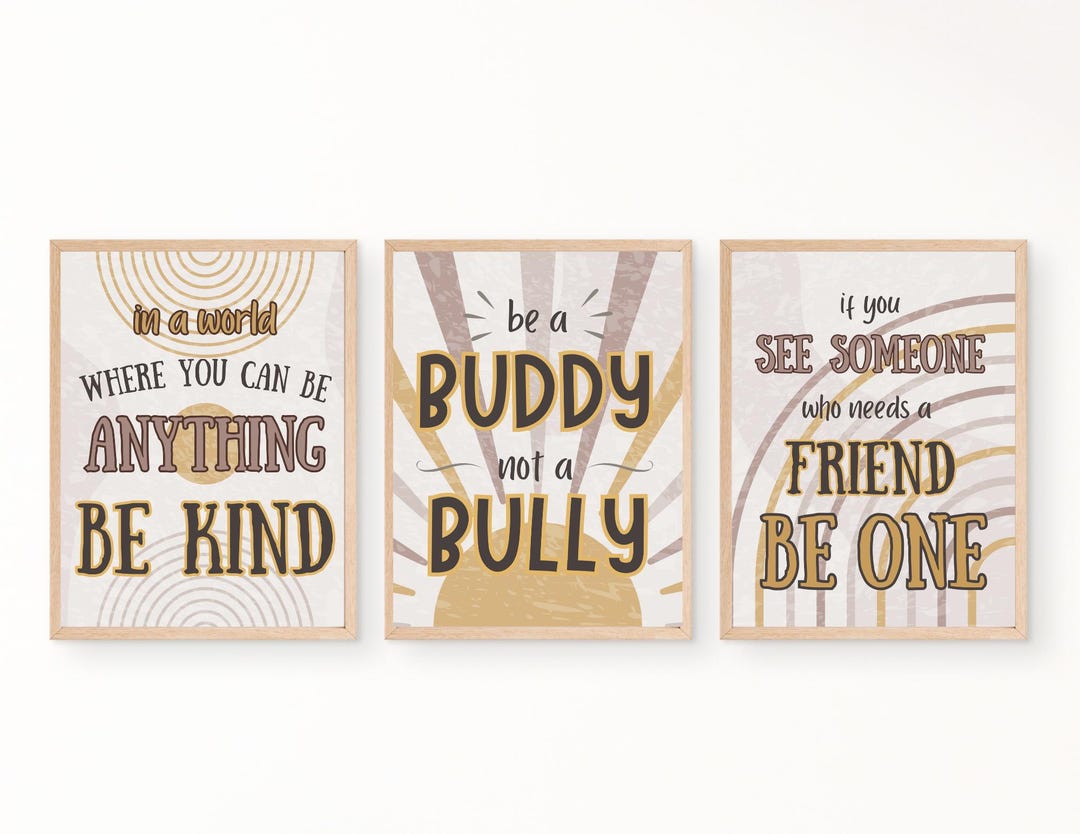3 Boho Anti-bullying Counselor or Therapist Posters Therapy Classroom ...