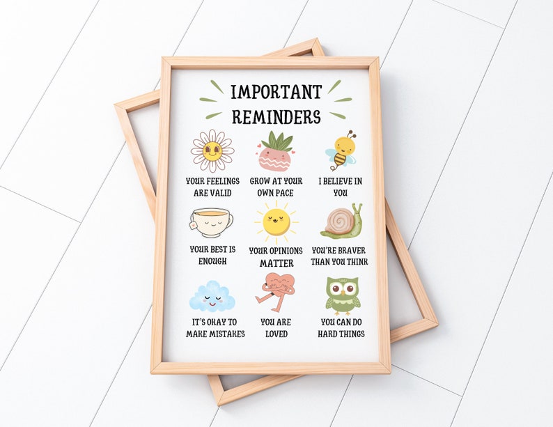 Important Reminders, Growth Mindset Poster, Therapy Office Decor ...