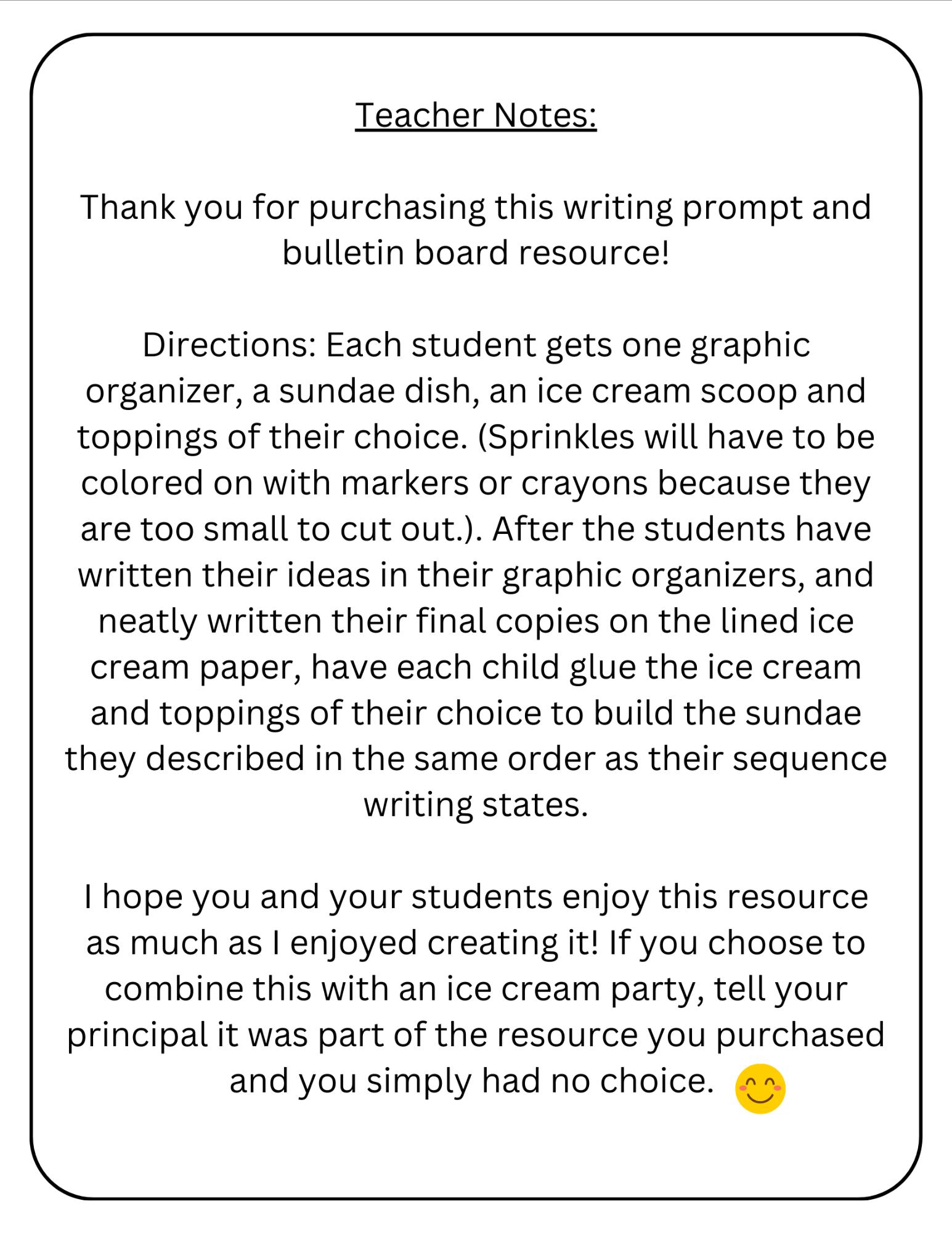 Sequence Writing Activity Bulletin Board Ice Cream Digital Download ELA ...