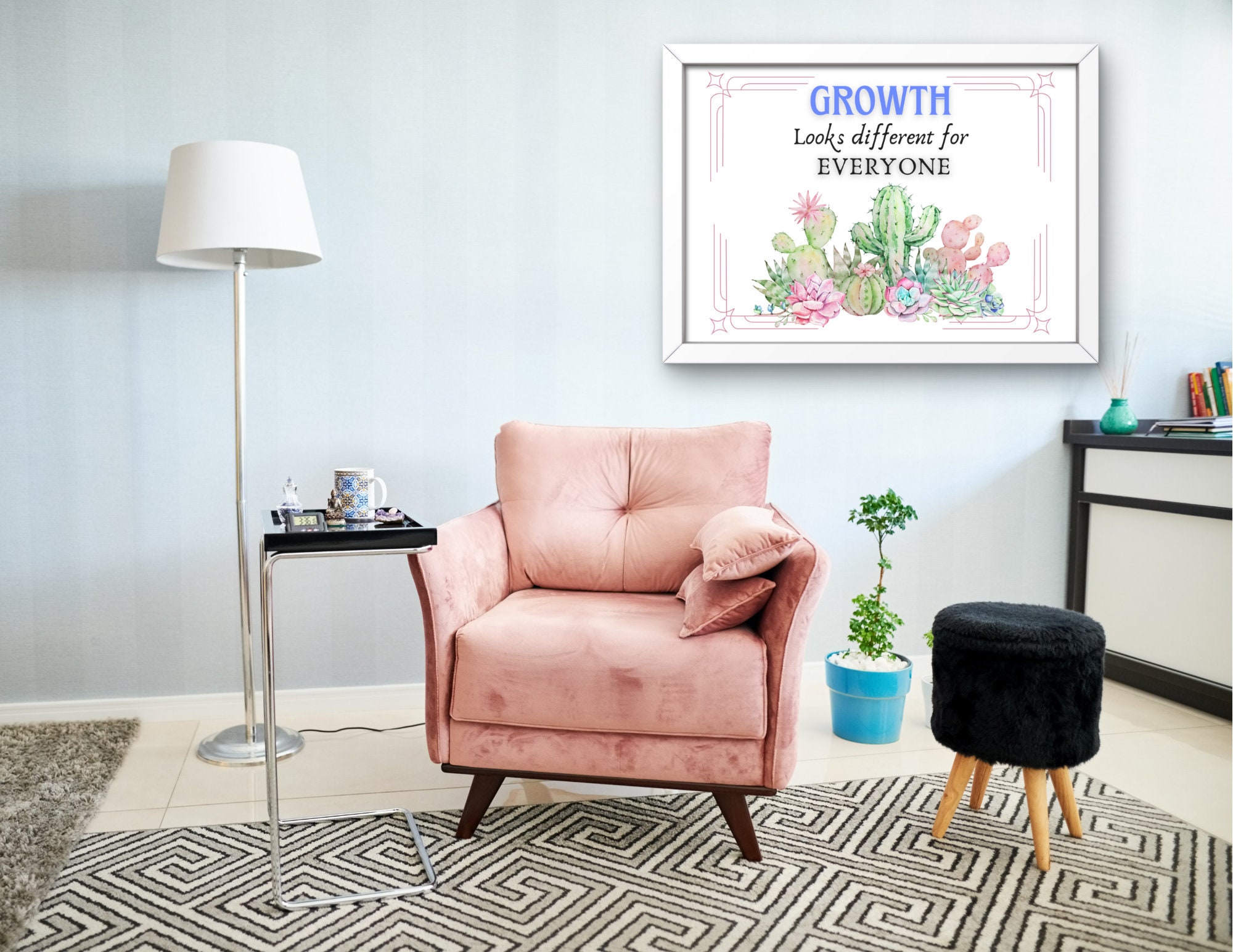 Growth Mindset Poster, Therapy Office Decor, Therapist Cactus Poster ...