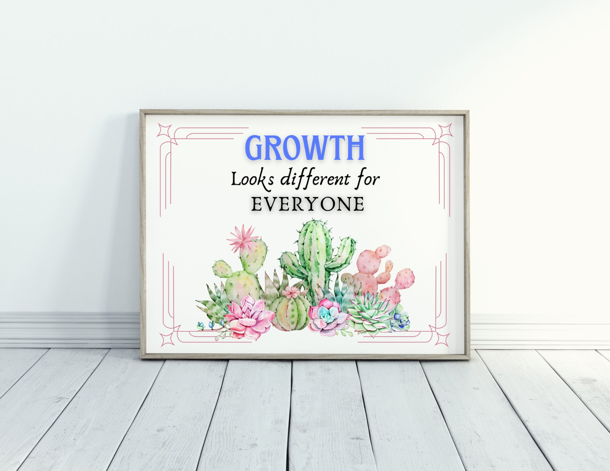 Growth Mindset Poster, Therapy Office Decor, Therapist Cactus Poster ...