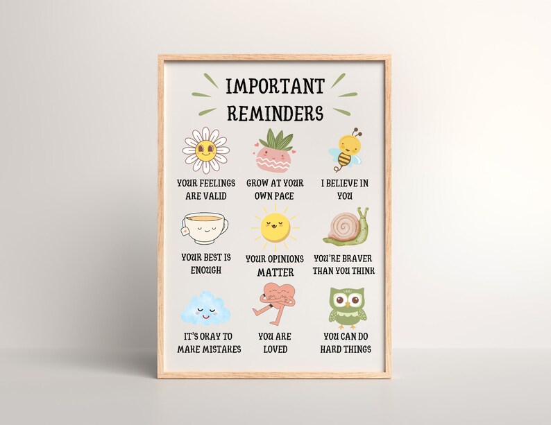 Important Reminders, Growth Mindset Poster, Therapy Office Decor ...