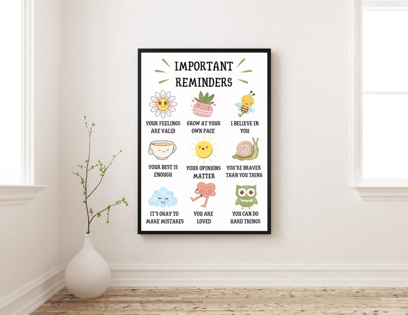 Important Reminders, Growth Mindset Poster, Therapy Office Decor ...