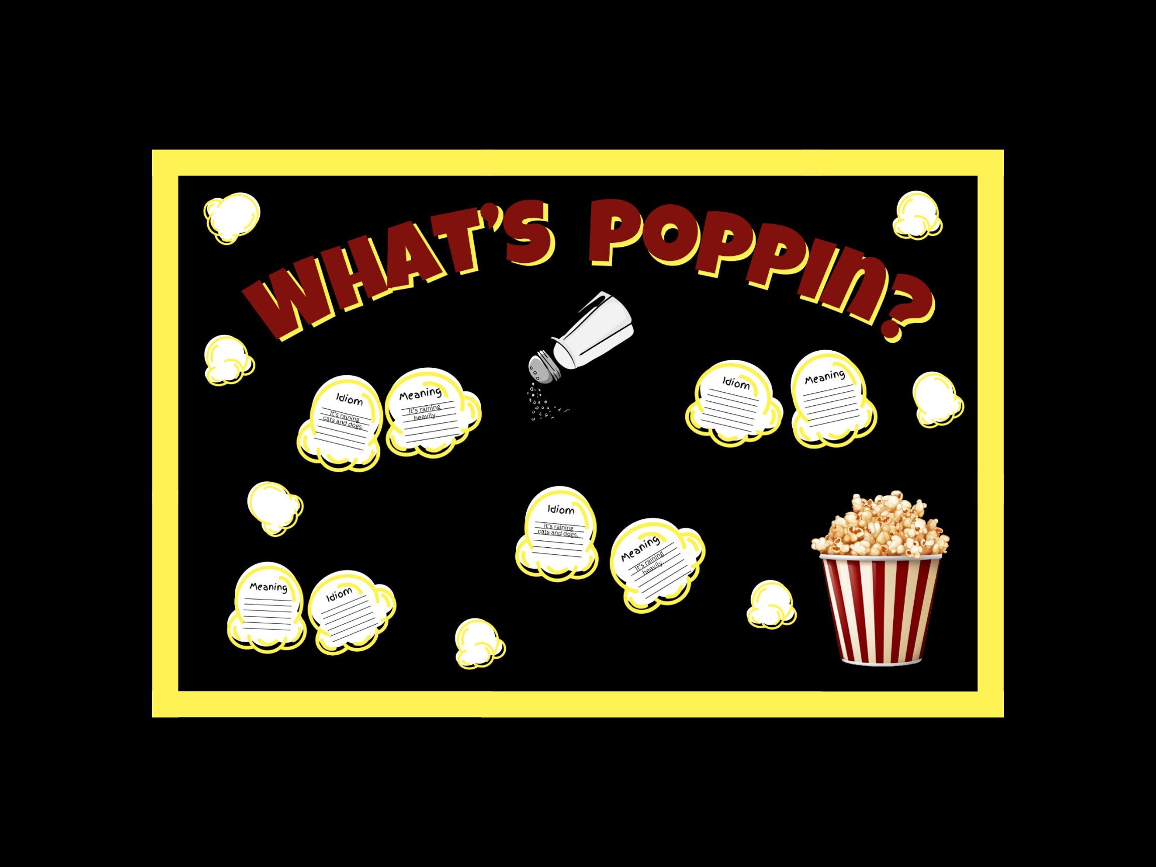What's Poppin' Idioms Bulletin Board, Digital Download, ELA Bulletin ...