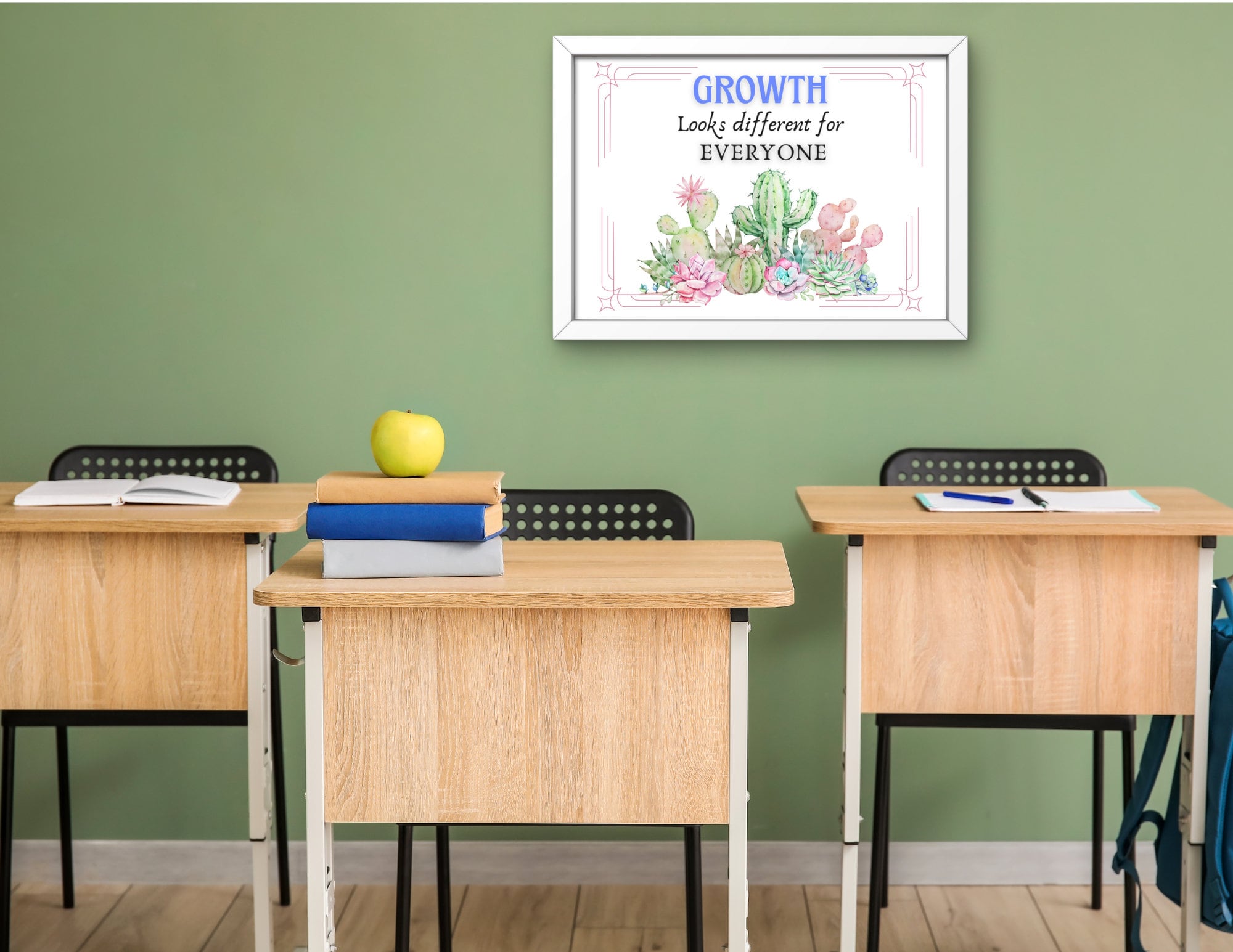 Growth Mindset Poster, Therapy Office Decor, Therapist Cactus Poster ...