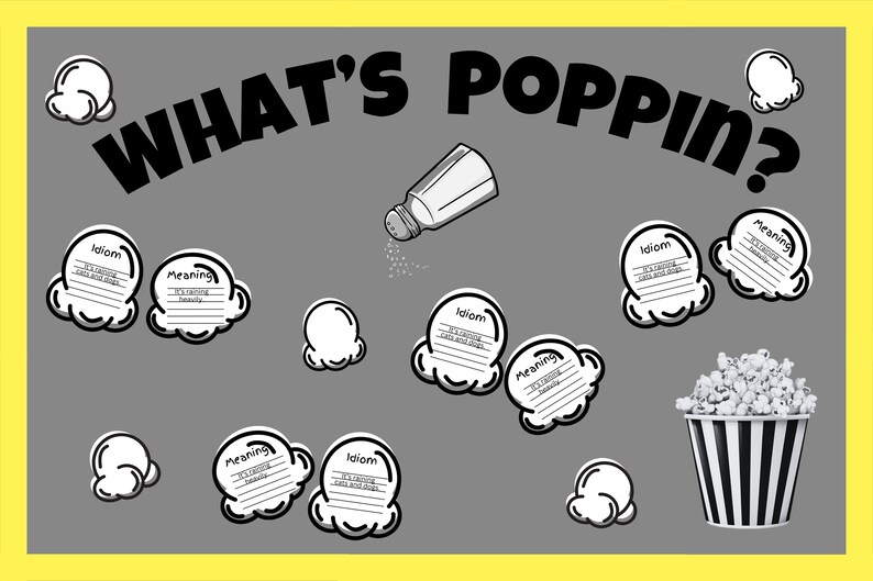 What's Poppin' Idioms Bulletin Board, Digital Download, ELA Bulletin ...