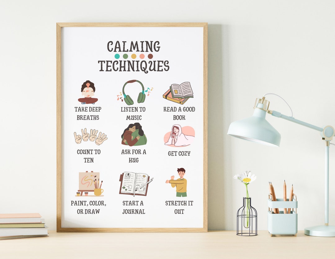 Calming Techniques Poster, Growth Mindset, Therapist, School Counselor ...