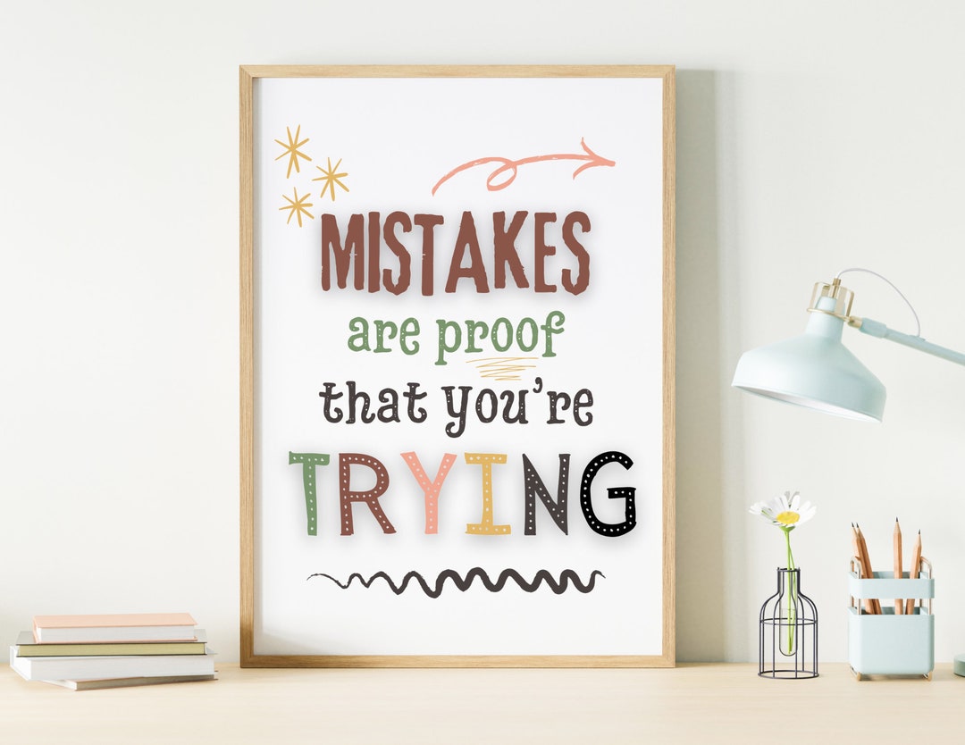 Mistakes Mean You're Trying, Growth Mindset Poster, Therapy Office ...