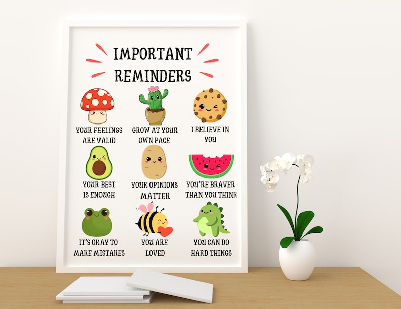 Important Reminders, Growth Mindset Poster, Therapy Office Decor ...