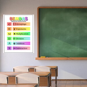 Set of 2 GEMDAS Posters, Order of Operations, Math Learning Poster ...