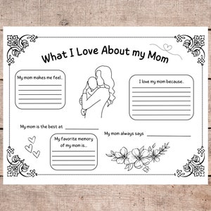 Mother's Day Craft, What I Love About My Mom Printable Worksheet ...