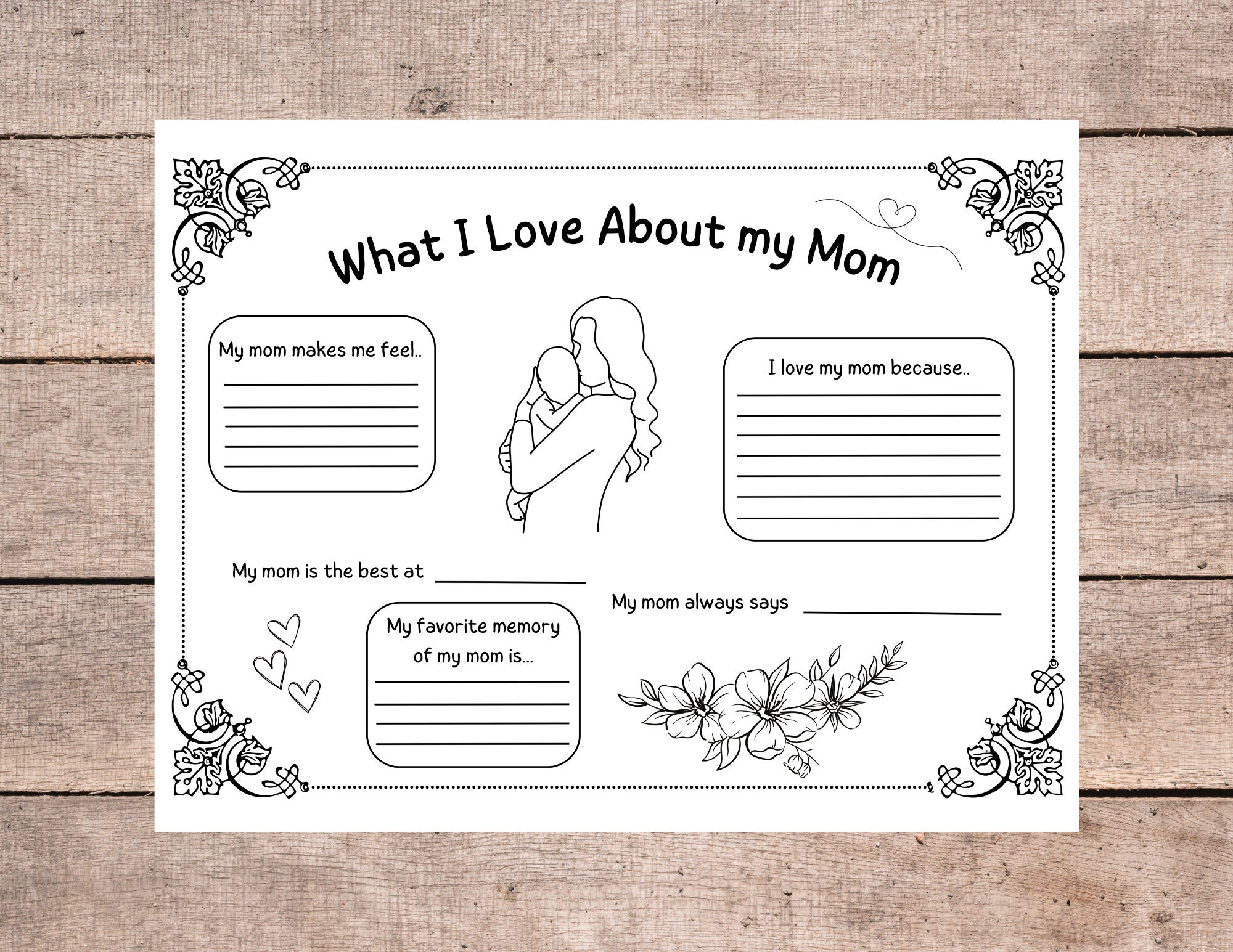 Mother's Day Craft, What I Love About My Mom Printable Worksheet ...