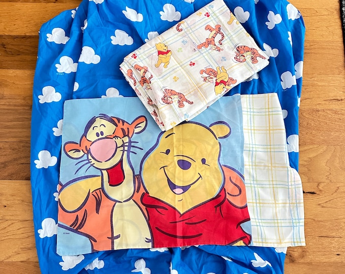 Vintage 90s Winnie the Pooh Bed Sheet Set, Twin Size Flat and Fitted ...
