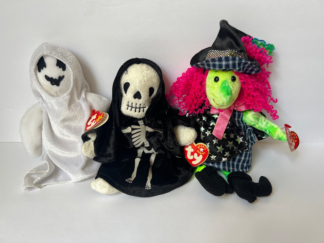 TY Beanie Babies Halloween, Scary the Witch, Creepers the Skeleton ...