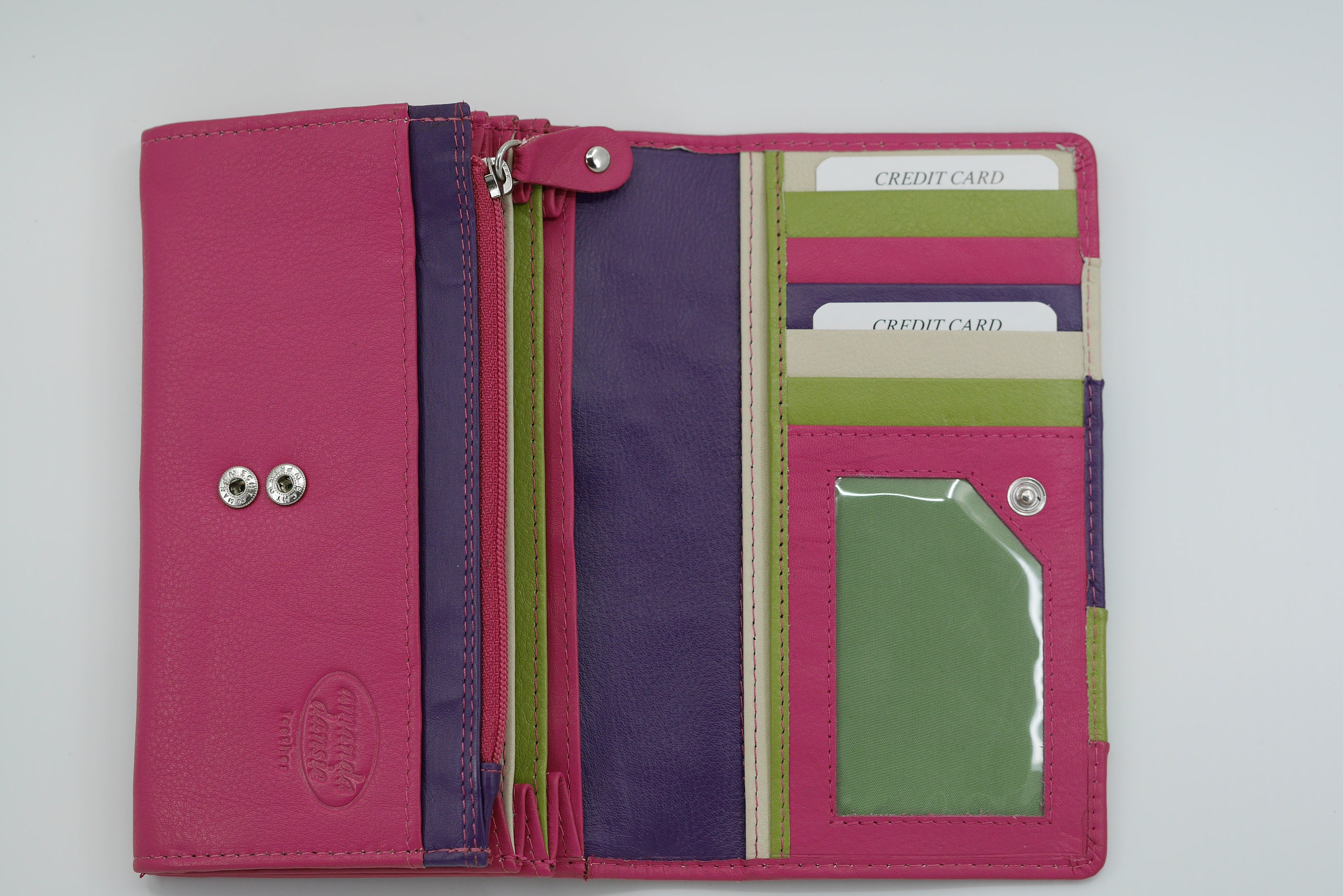 Flap-over Purse in Colourful Striped Leather. - Etsy UK