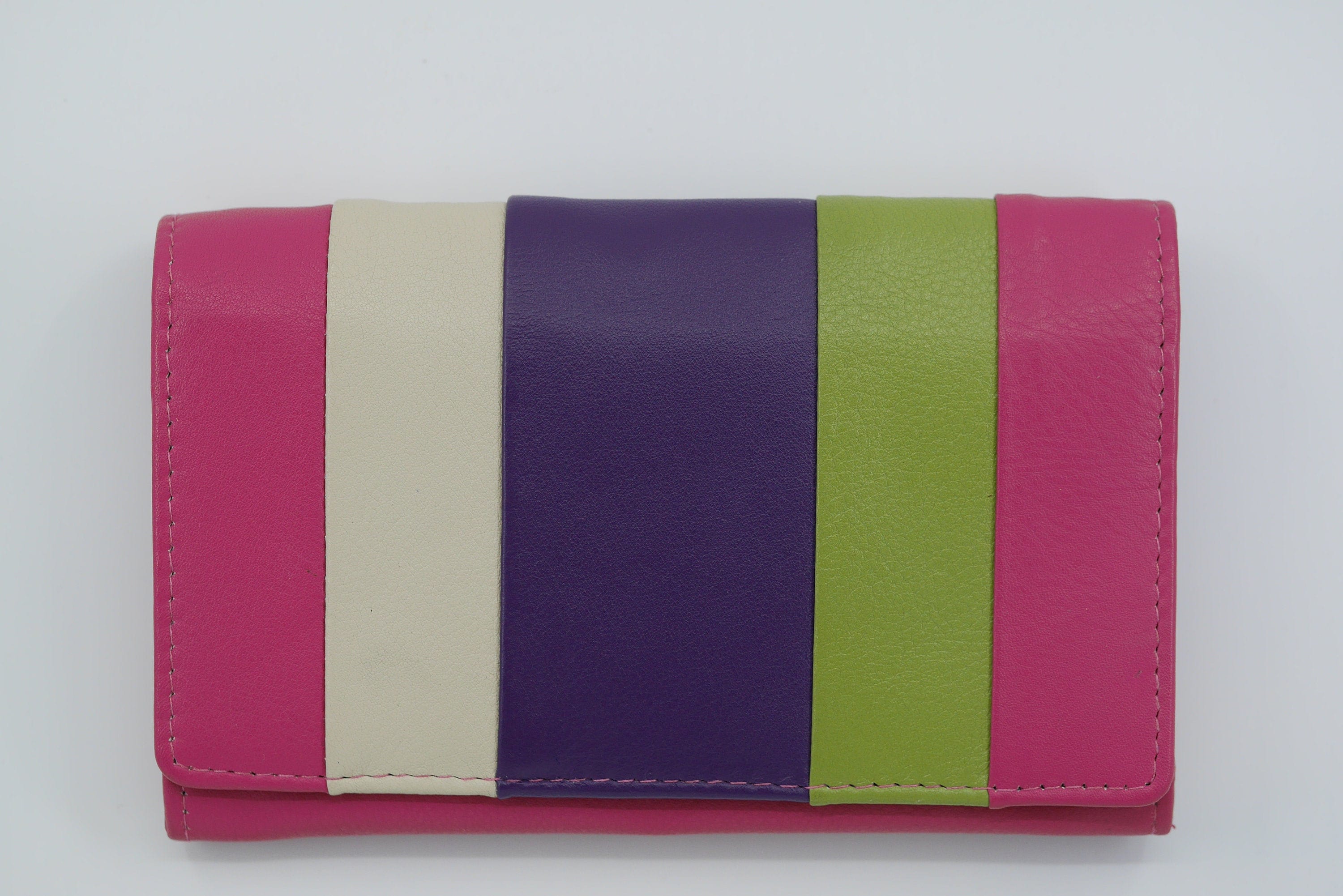 Flap-over Purse in Colourful Striped Leather. - Etsy UK