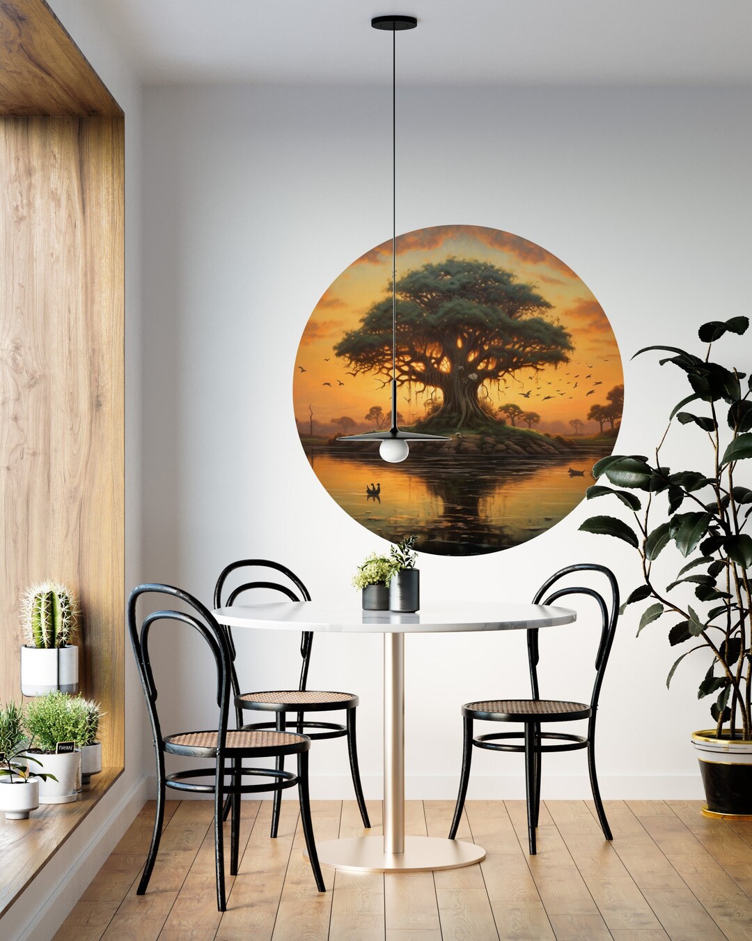 Tree Cicle Wall Decal | Circle Wall Sticker | Landscape Wall Decal - Etsy