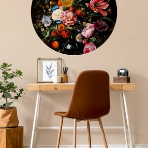 Circle Wall Decal, Floral Circle Wall Stickers, Self Adhesive, Floral ...