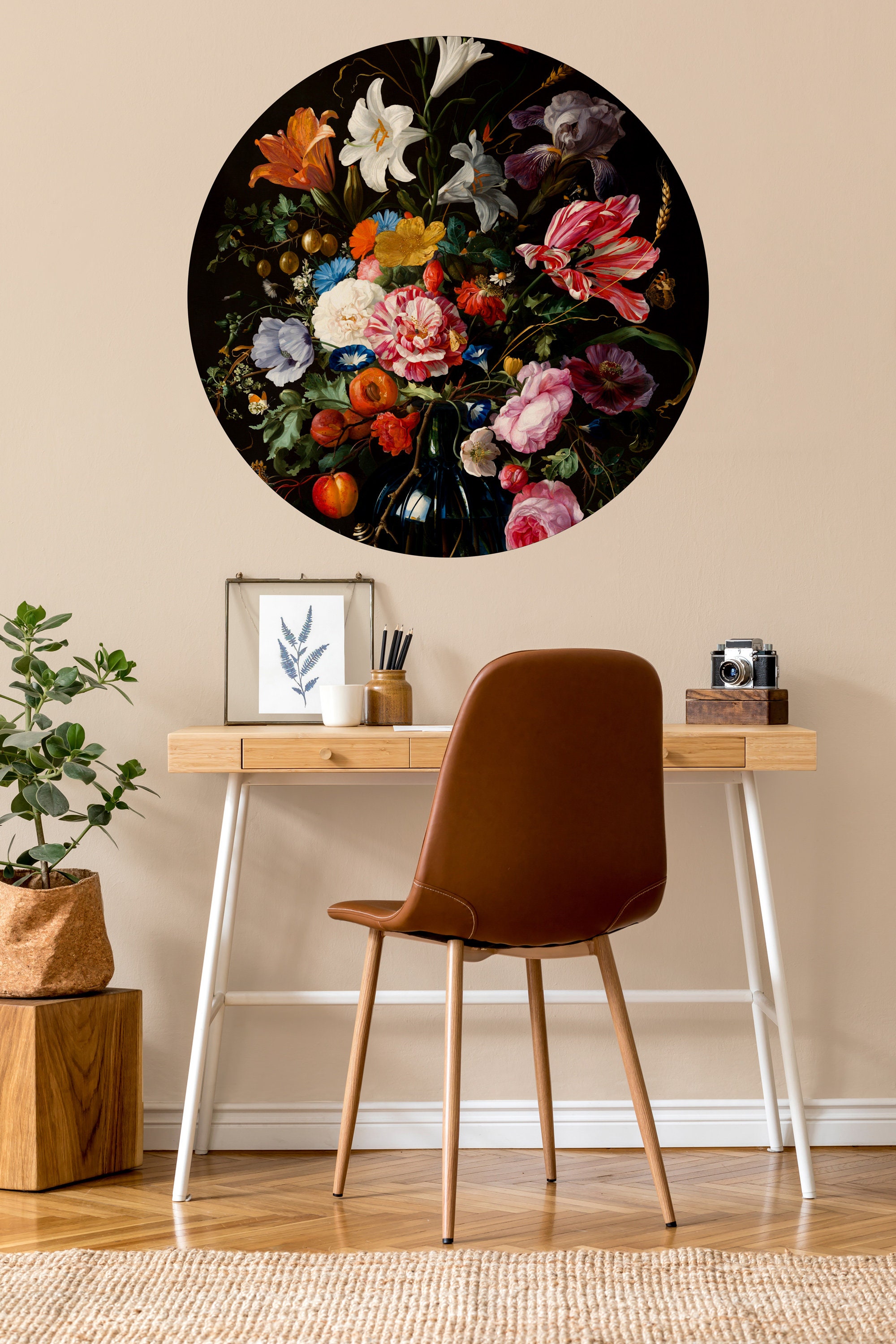 Circle Wall Decal Floral Circle Wall Stickers Self Adhesive - Etsy
