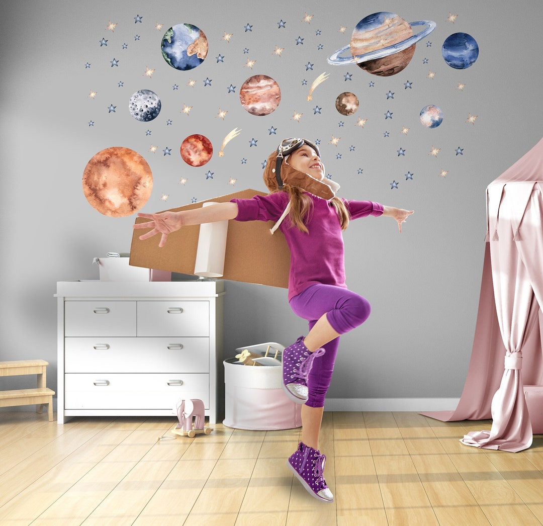 Planets Wall Decal for Kids, Kids Space Wall Decal Planets Wall Sticker ...
