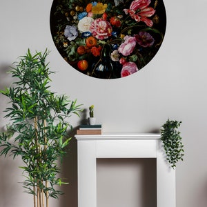 Circle Wall Decal, Floral Circle Wall Stickers, Self Adhesive, Floral ...