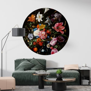 Circle Wall Decal, Floral Circle Wall Stickers, Self Adhesive, Floral ...