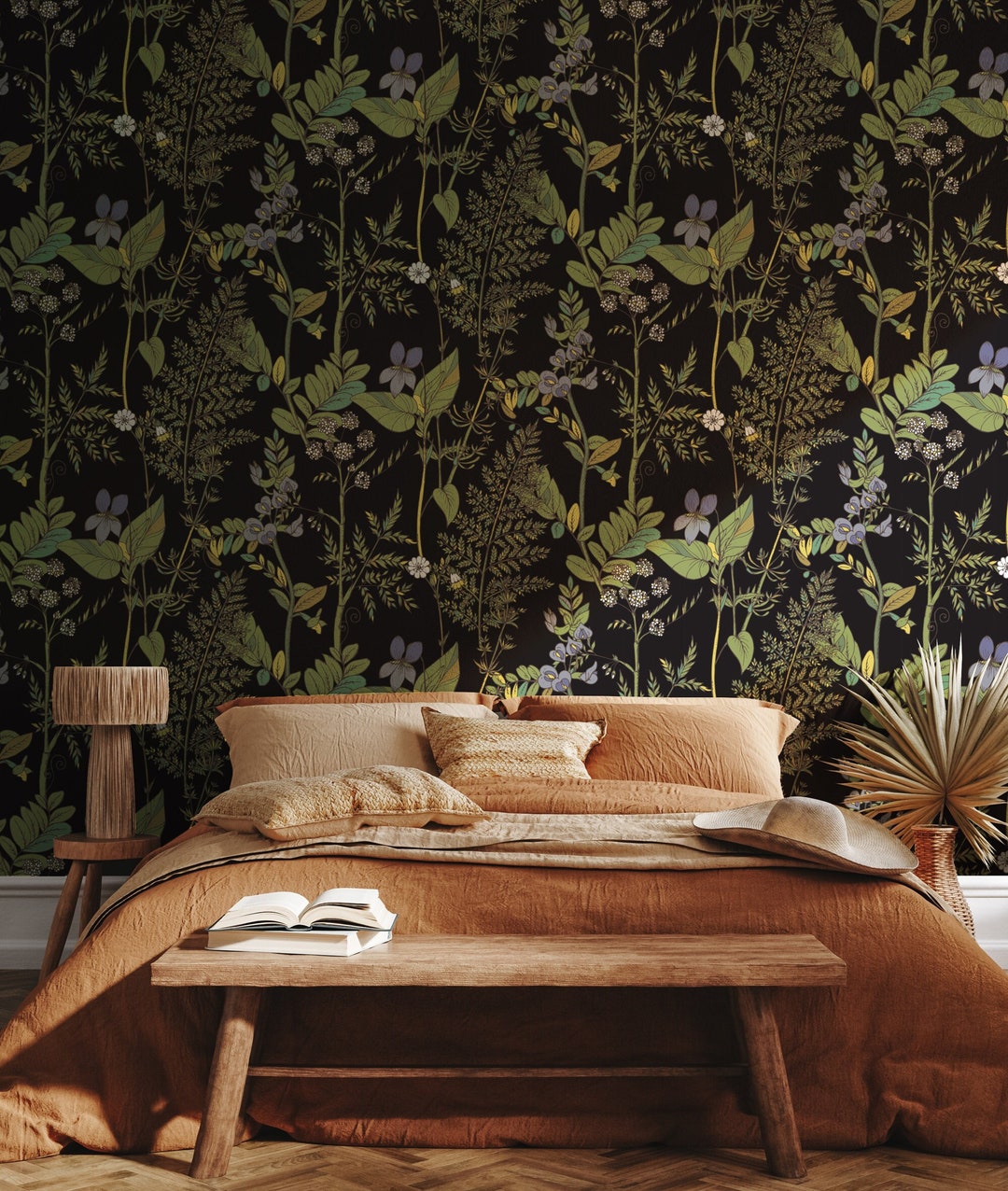 Dark Botanical Wallpaper | Fern Botanical Wall Mural | Peel and Stick ...