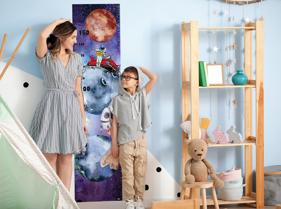 Space Growth Chart Wall Decals for Kids Room, Peel and Stick Height ...