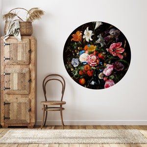 Circle Wall Decal, Floral Circle Wall Stickers, Self Adhesive, Floral ...