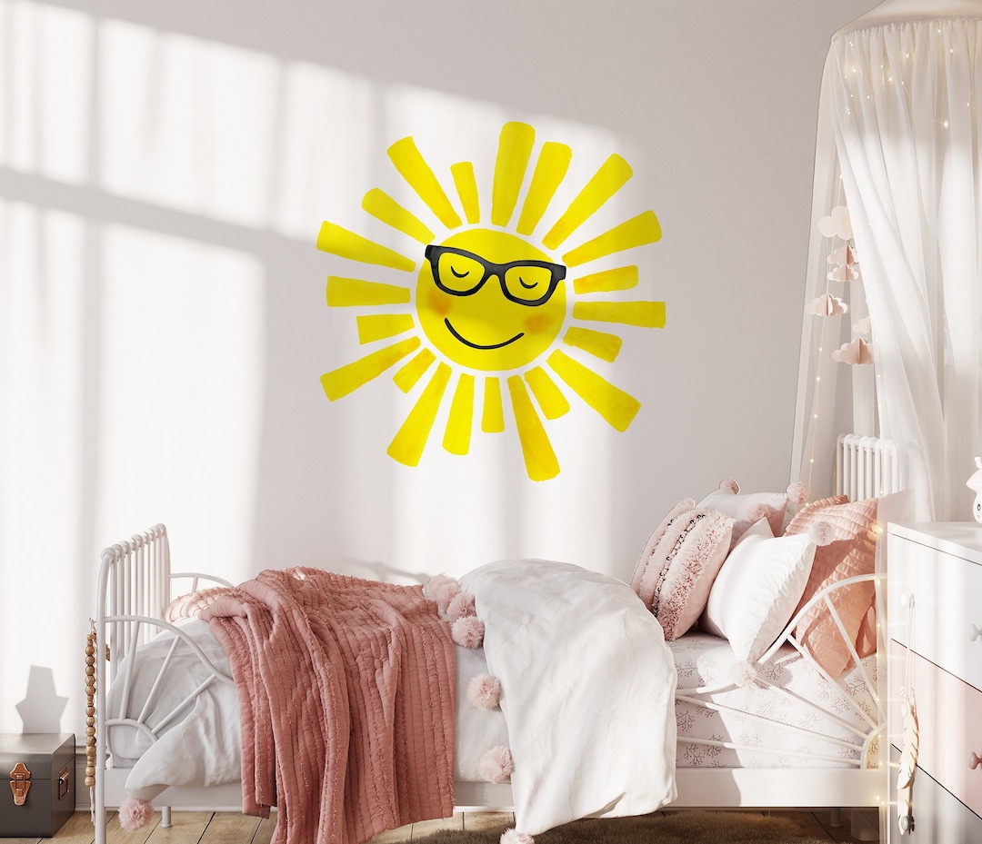 Sun Wall Decal, Kids Sunshine Wall Sticker, Peel and Stick, Nursery ...
