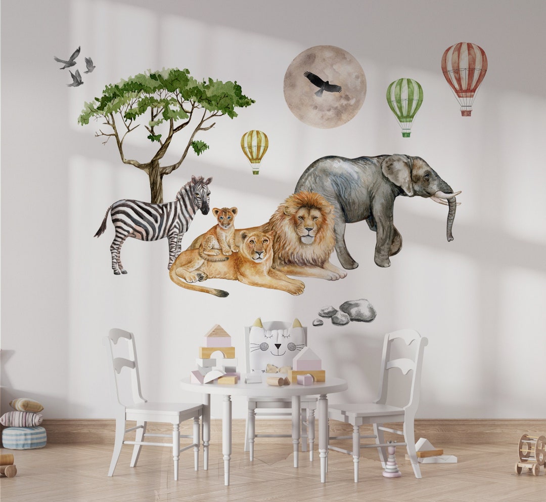 Safari Animals Wall Decal for Kids, African Animals Wall Sticker - Etsy