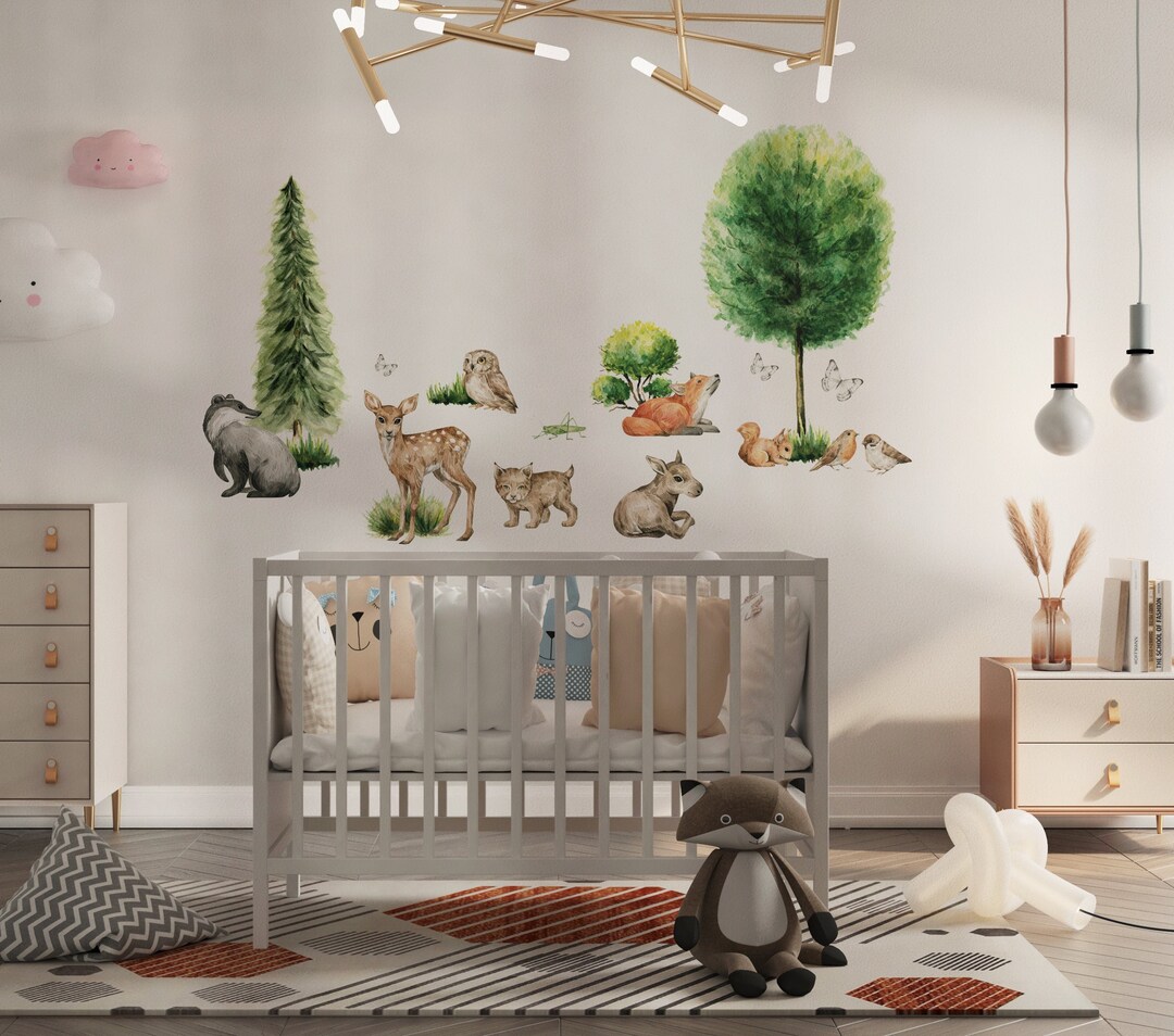 Animal Wall Decal for Kids, Tree Wall Sticker, Nursery Wall Decal - Etsy