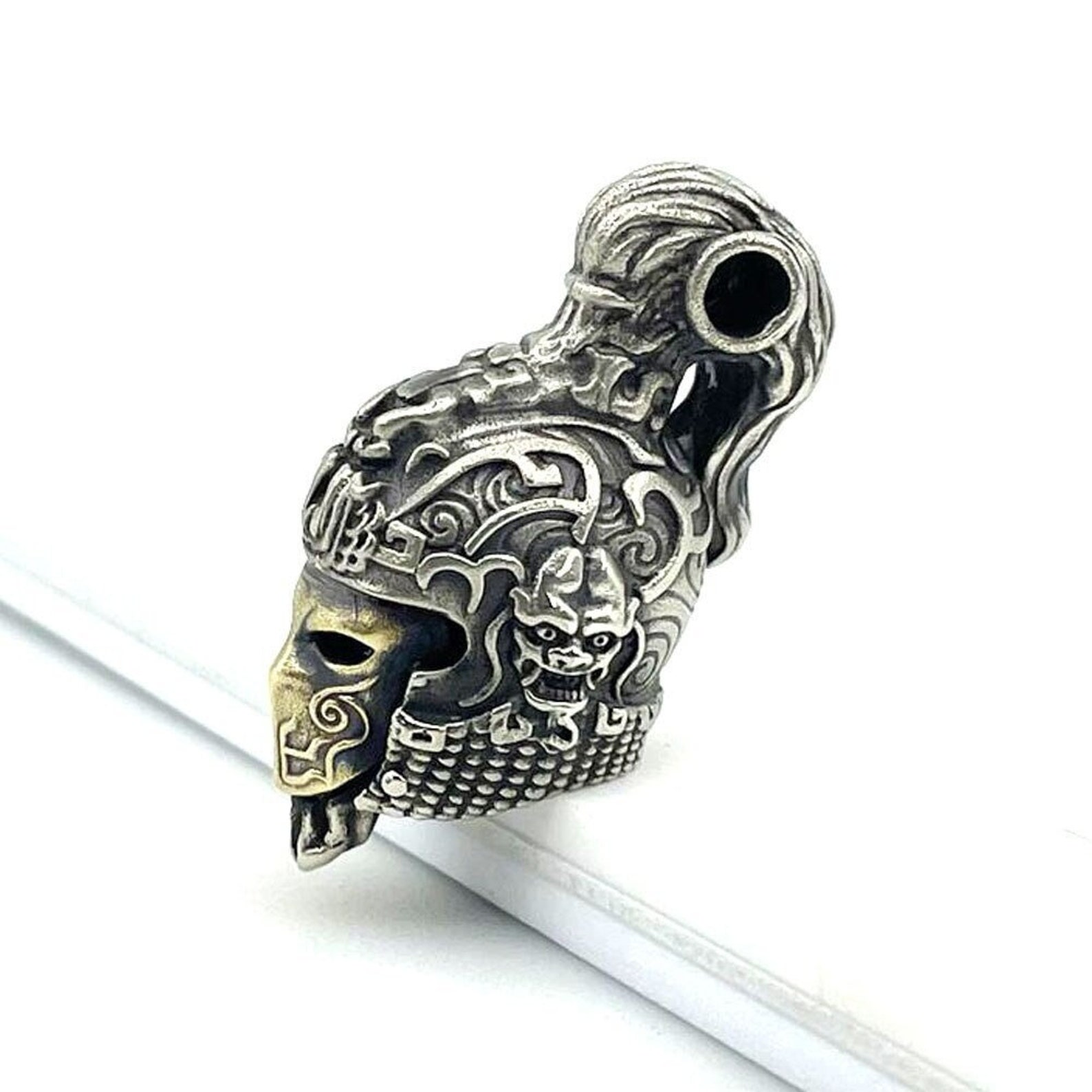 Roman Knight Helmet Skull Pendants Brass Charms Key Ring EDC - Etsy