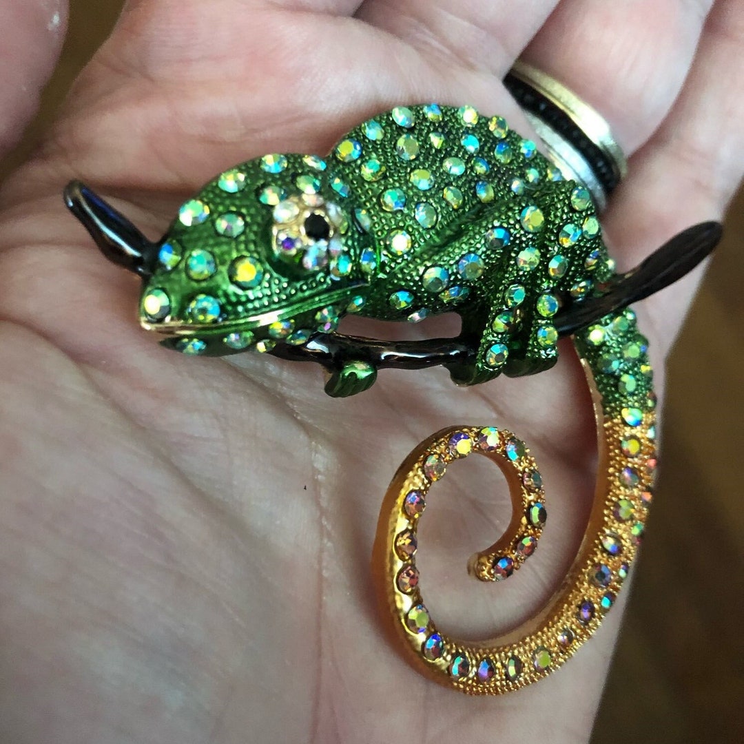 Brooches of Lizard Brooch Pendant Rhinestone Chameleon Animal Brooch ...