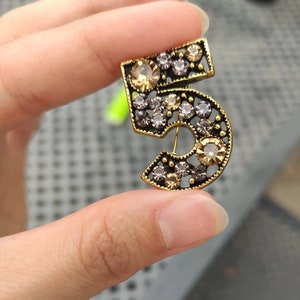 Number 5 Luxury Design Brooch Pink Yellow Color Crystal - Etsy