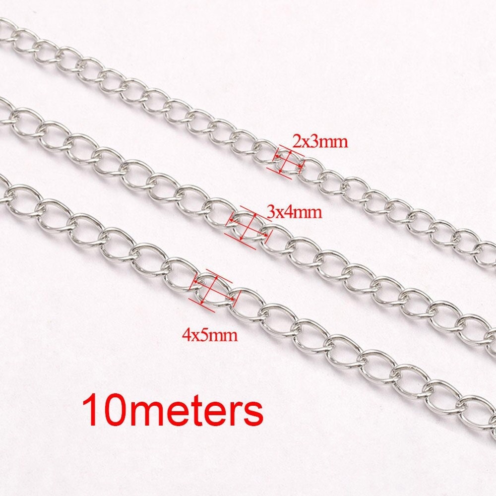 10meters/roll Stainless Steel Chains 2mm 3mm 4mm Gold Silver - Etsy
