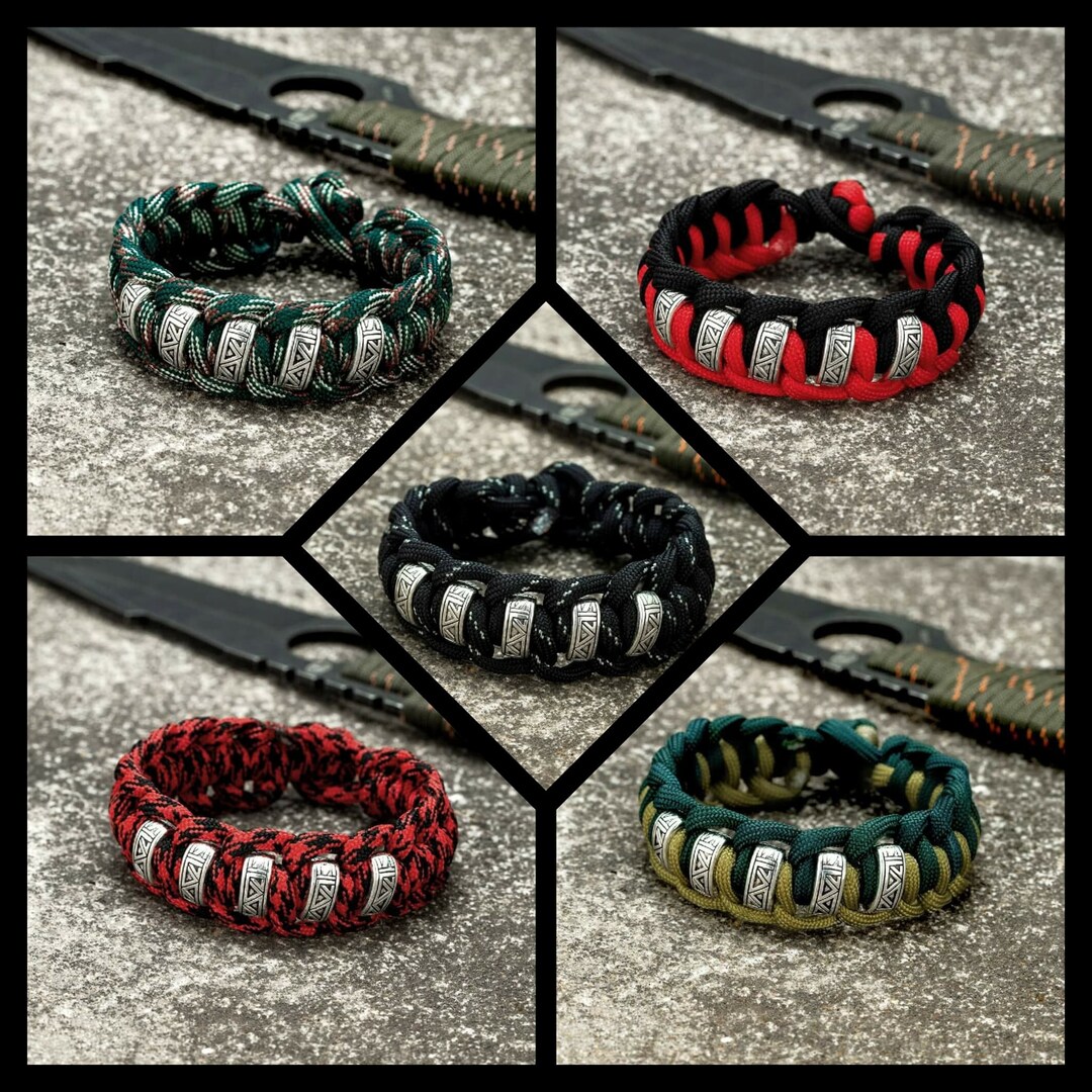Viking Runes Paracord Rope 10 Color Survival Braided Wristband - Etsy