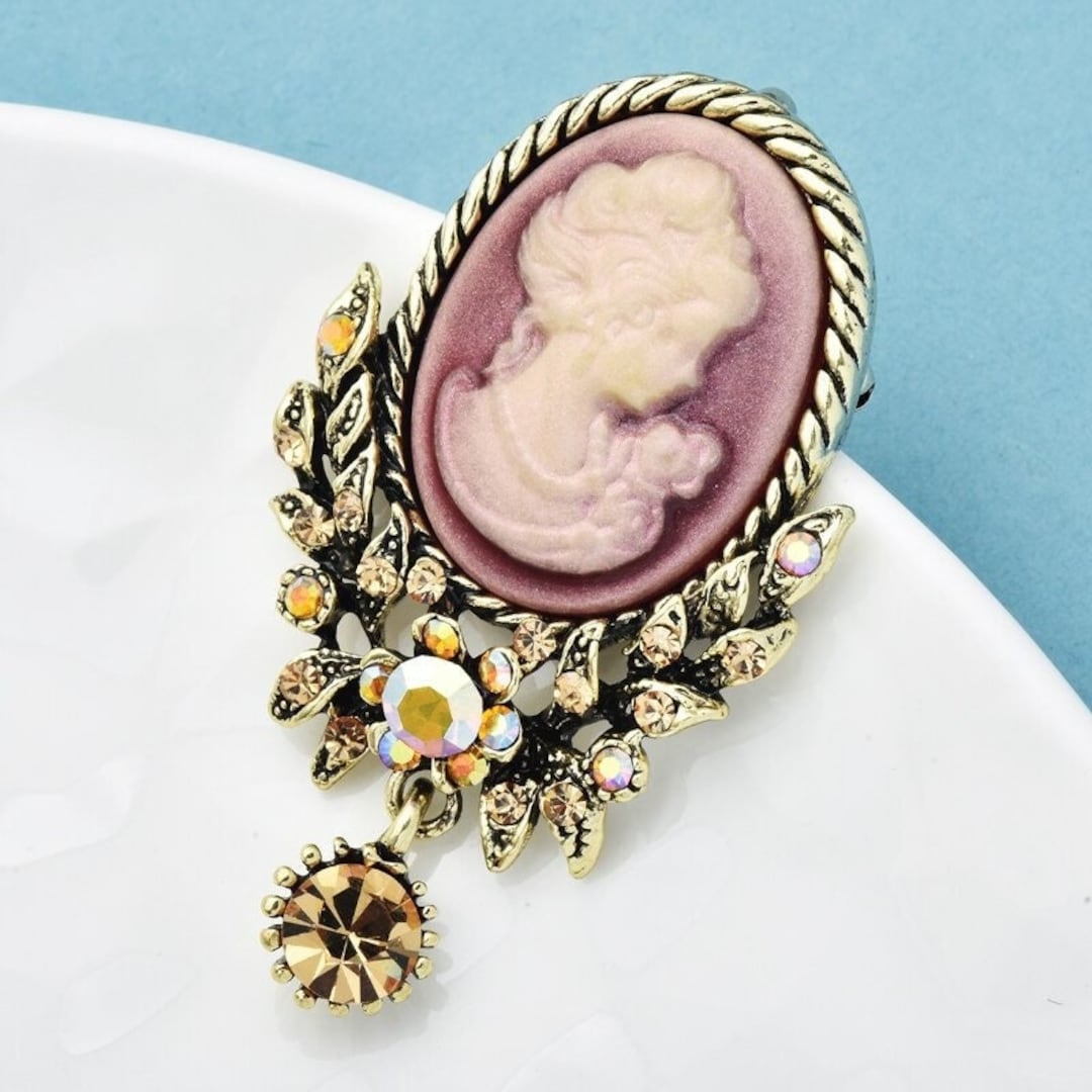 Luxury Lady Figure Brooch Pin Women Rhinestone Broach Victorian Art ...