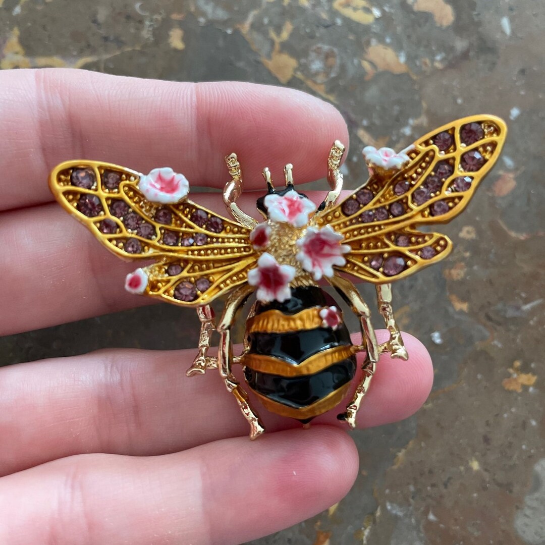Bee Brooch Pin Women Rhinestone Flower Bugs Insects Lovers - Etsy